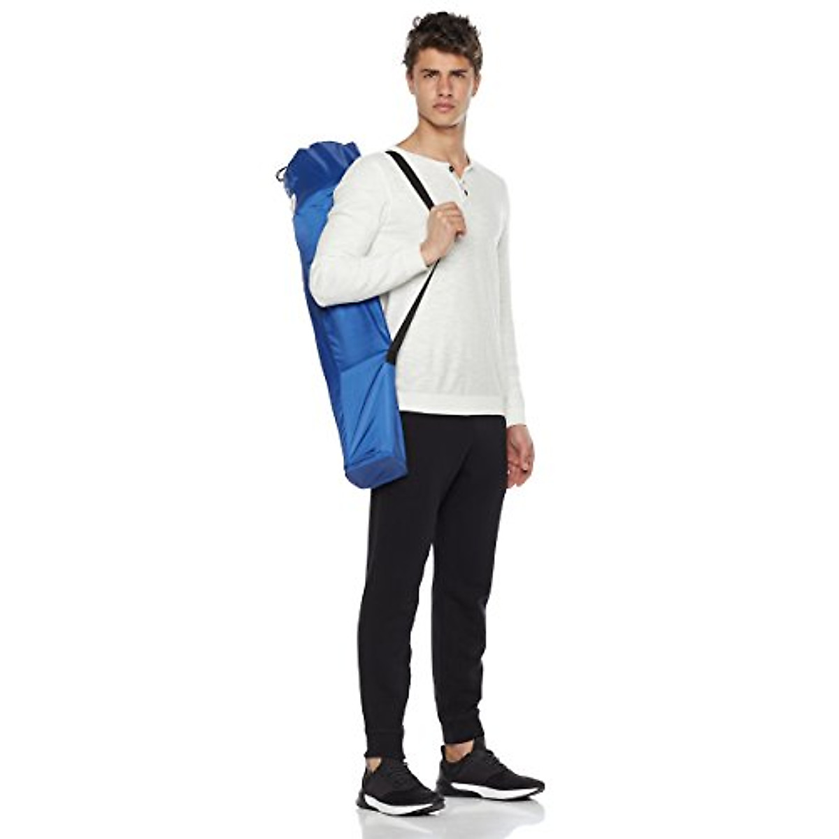 Amazon Basics Portable Camping Chair with 4-Can Cooler, Side Pocket, Cup Holder, and Carry Bag, Collapsible for Camping, Tailgates, Beach, and Sports, Large, Mesh Back, Blue