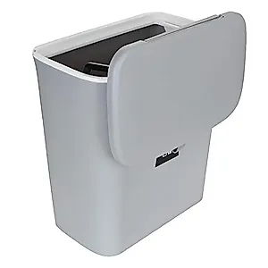 ZOEYES 2.4 Gal Hanging Trash Can for Kitchen Cabinet Door, Small Under Sink Hanging Garbage Can with Lid, Wall-Mounted Waste Bin for Bathroom Bedroom Office Kitchen (Gray)