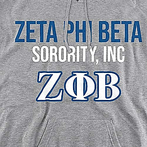 Zeta Phi Beta Sorority Official Stacked Unisex Adult Pull-Over Hoodie, Athletic Heather, X-Large