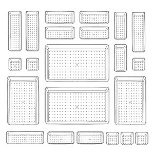 ASTOFLI 22-Piece Clear Plastic Drawer Organizer Storage, Non Slip/Crack Desk Drawer Organizer Tray, Versatile 5-Size Vanity and Bathroom Drawer Organizers Bins for Makeup, Jewelry, Utensils and Office