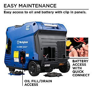 Westinghouse Outdoor Power Equipment 4500 Peak Watt Super Quiet Portable Inverter Generator, Remote Electric Start with Auto Choke, Wheel & Handle Kit, RV Ready, Gas Powered, Parallel Capable