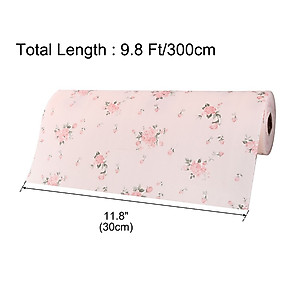 uxcell Non Adhesive Kitchen Table Cabinet Shelf Paper Drawer Liner Mat Lining Pad, 11.8 Inch x 9.8 Ft, Rose Pattern