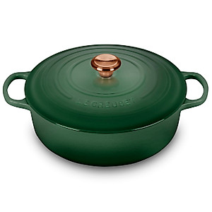 Le Creuset Signature 6.75-quart Round Wide Oven with Copper Knob - Enameled Cast Iron (Artichaut)
