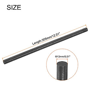 MECCANIXITY Graphite Rod, Graphite Stirring Rod Cylinder Stick Carbon Rod 305x13mm Black for Electrode, Melting Casting, Crucibles, Pack of 3