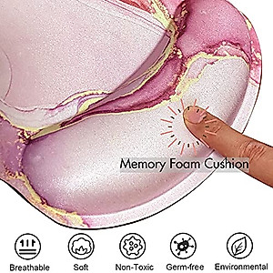 Mouse Pad with Wrist Rest Support, Custom Original Memory Foam Wrist Rest Pad Non-Slip Ergonomic Desk Gaming Mouse Mat for Home & Office (Marble Pink Purple)