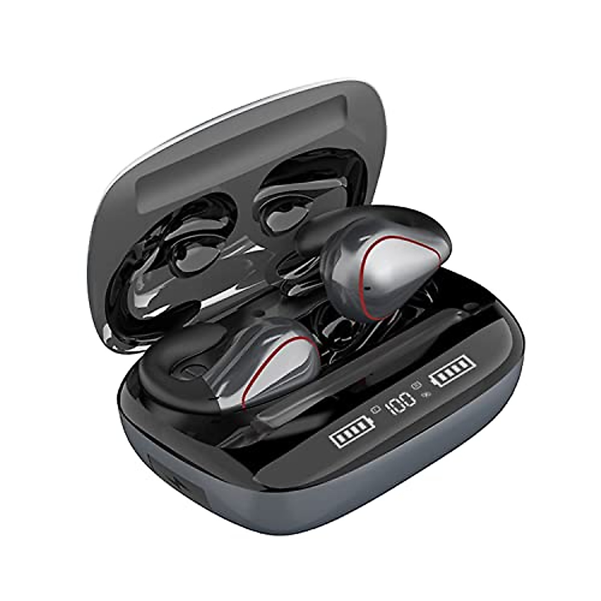 Open Ear Headphones Wireless Bluetooth True Wireless Open Earbuds for iPhone Android, Mini Open Ear Buds for Running with Mic Workout Cycling Headphones Sport Earphones for Small Ear Canals- Grey