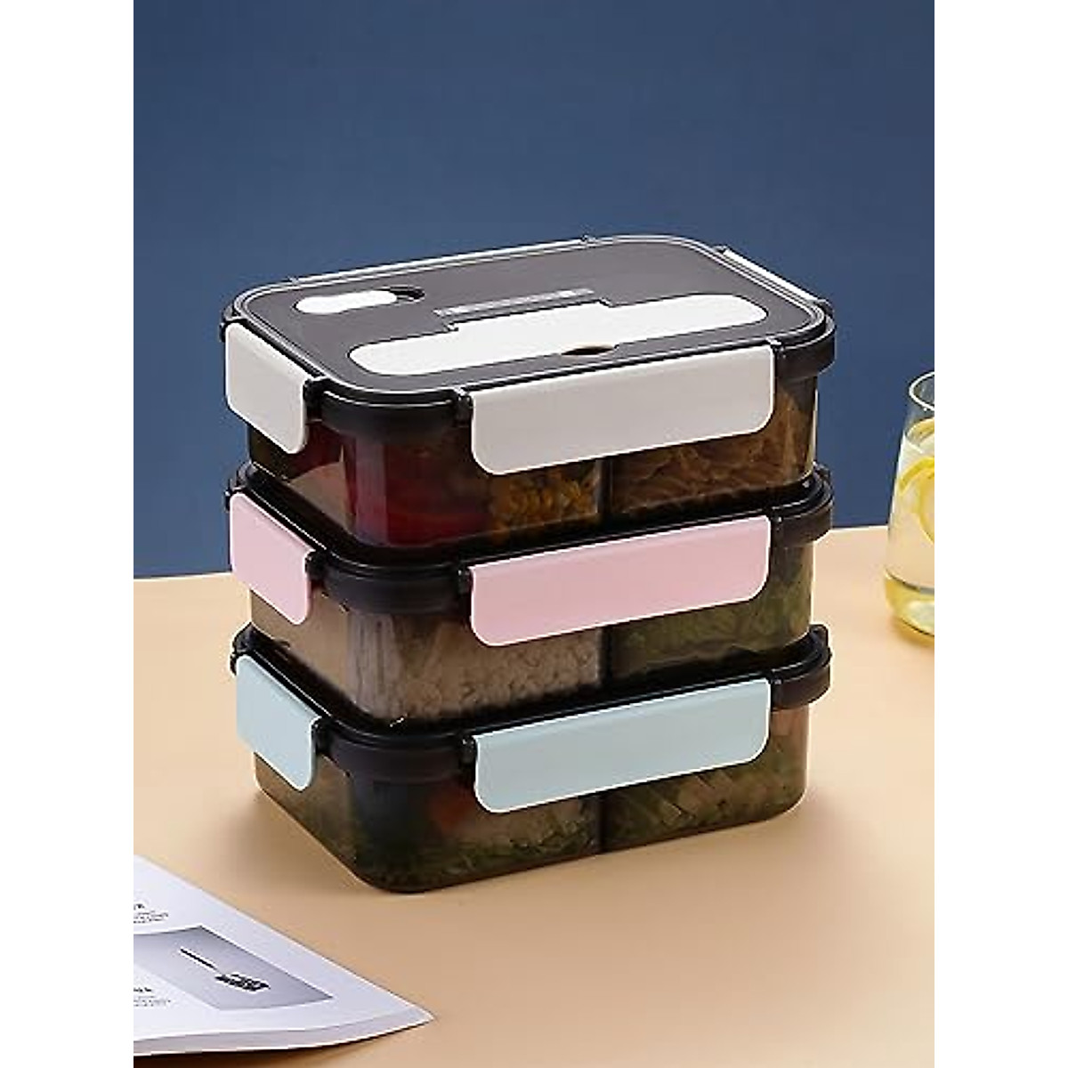 Bento Box Adult Lunch Box, 1600ML Bento Lunch Containers for Adults, Modern Minimalist Design Bento Box with Utensil, Leak-Proof Lunchbox Bento Box for Dining Out, Work, Picnic, Pink