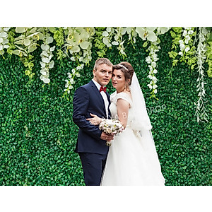 CHAIYA 8X6FT Greenery Backdrop with Flowers Green Leaf White Flower Photo Backdrops Bridal Shower Backdrop for Wedding Backdrops Reception Ceremony Birthday Party Decoration CY273