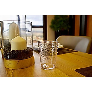 KLIFA- RIPPLE- 16 ounce, Set of 6, Acrylic Tumbler Drinking Glasses Cups, BPA-Free, Stackable Plastic Drinkware, Dishwasher Safe, Clear