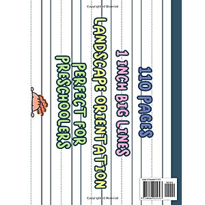 Preschool Handwriting Paper: LANDSCAPE with EXTRA LARGE LINES. 110 pages. 8.5x11 inches.
