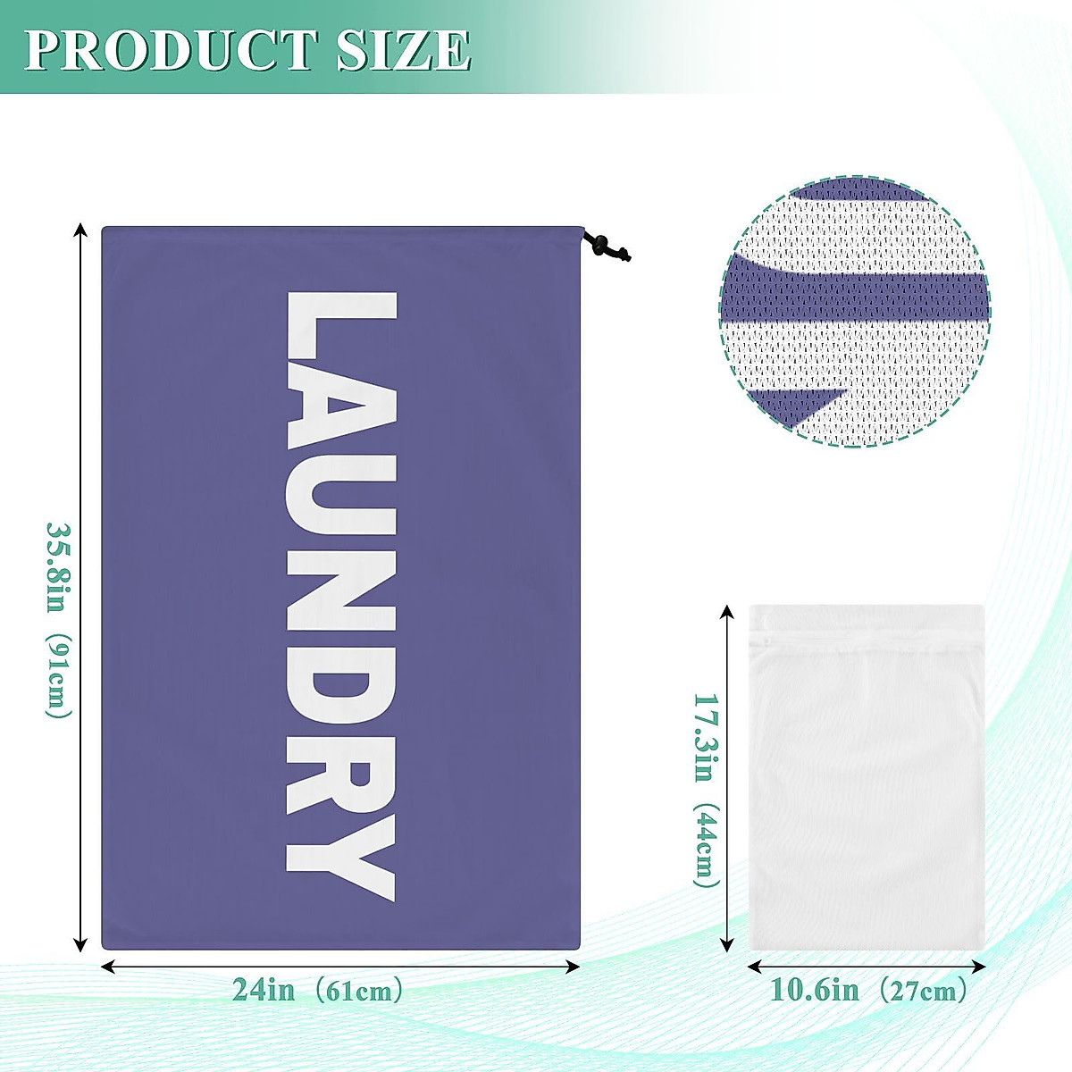 RunningBear Purple Laundry Bag Travel Laundry Bags Travel Laundry Bags with Drawstring Large Hamper Bag for Travel Camp