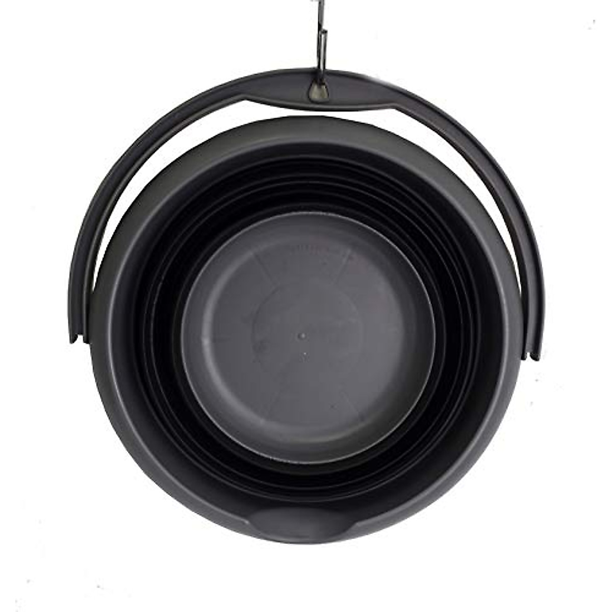 SAMMART 5L (1.32 Gallon) Collapsible Plastic Bucket - Foldable Round Tub - Portable Fishing Water Pail - Space Saving Outdoor Waterpot (5L Round, Grey/Black)