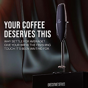 Zulay Executive Series Ultra Premium Gift Milk Frother For Coffee With Improved Stand - Coffee Frother Handheld Foam Maker For Lattes - Electric Milk Frother Handheld For Cappuccino, Frappe, Matcha