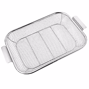 Worparsen Grill Basket for Outdoor Grill Stainless Steel Fry Basket,Stainless Steel Perforated Grill Baskets for Grilling Veggies Seafood and Meats Heating Holes Grilling Roasting BBQ Basket Stainle