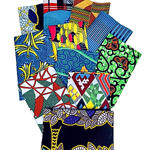 African Ankara Wax Print Fat Quarters Fabric for Small Projects, Craft and Patch Work DIY (20.5 x 16 Inches)