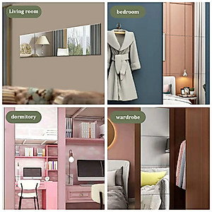 4PCS Full Body Mirror for Wall 11.81x11.81 Inch Full Body Mirror Wall Acrylic Mirror Wall Mounted Self-Adhesive DIY Frameless Mirror Full Length High-Definition Imaging for Home Gym Hallway