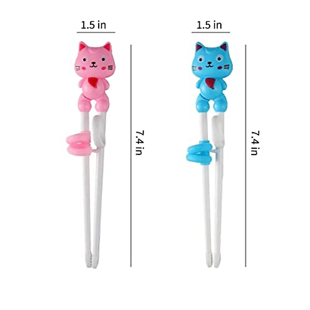 2 Pairs Kids Chopsticks - Cute Animal Cartoon Design, Plastic Training Chopsticks for Kids, Chopstick Helper/Trainer, by Bolonie