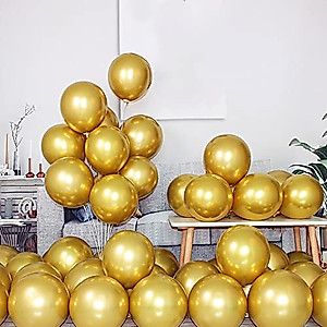 5 inch Metallic Gold Balloons, 100 pcs Thick Chrome Gold Birthday Balloons Latex Party Balloons for Birthday Wedding Baby Shower Decorations