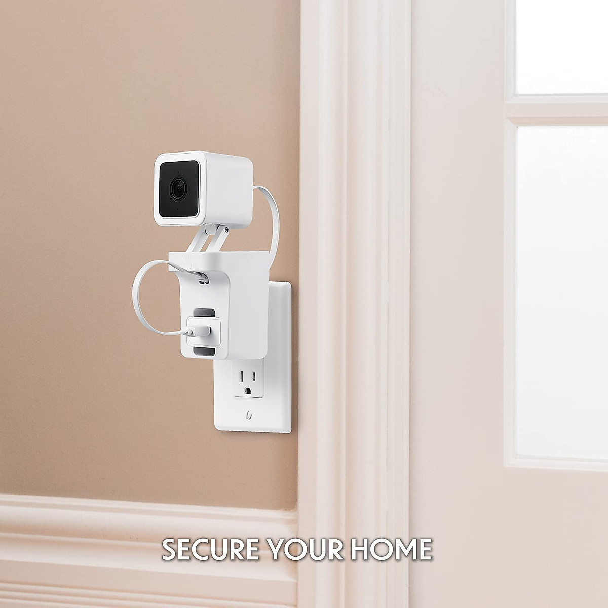 Wasserstein AC Outlet Wall Mount Compatible with Wyze Cam V3 - Reliable Mounting Alternative for Your Cameras (White)