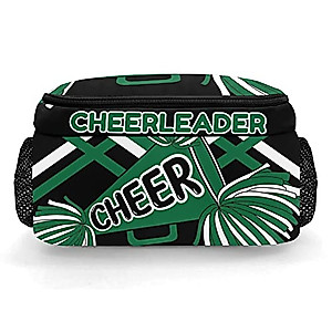 Anneunique Personalized Name Cheerleaders Backpack Name Casual Bag Daypack Cheer Pom Green Black