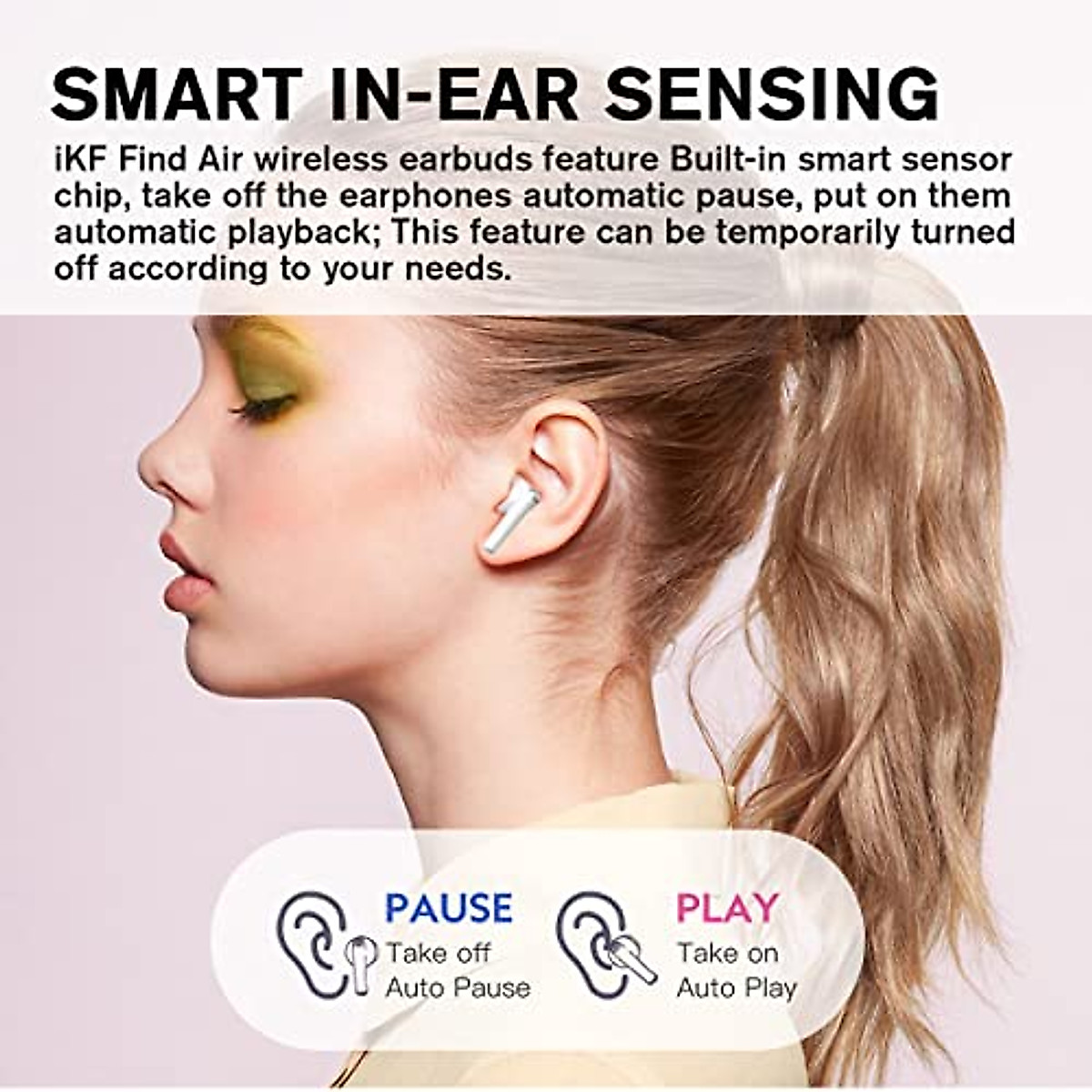 iKF Find Air4 Wireless Earbuds Bluetooth 5.2 Headphones with Charging Case Stereo Sound Touch Control Waterproof Built-in mic in-Ear Earphones 25-30 Hours for Sport Compatible iOS/Android White…