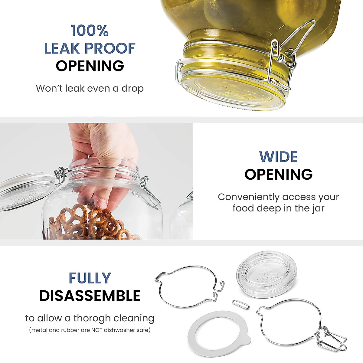 Bormioli Rocco - Food Storage Container - Glass Fido Jars - Hermetic Sealed Hinged Airtight Lid for Fermenting, With Paksh Chalkboard Labels 25 1/4 Ounce (.75 Liter)