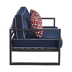 Tommy Hilfiger Monterey Modern Patio Outdoor Furniture Collection, Weather Resistant, Metal Frame, Sofa, Navy Blue & Dark Gray