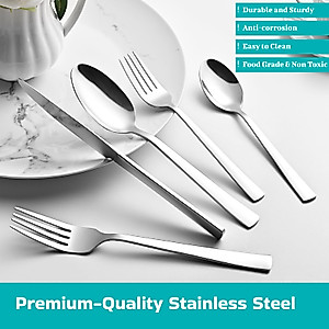 KINGSTONE 40-Piece Silverware Service for 8 - Premium Stainless Steel Flatware Set, Basic Silverware Set, Modern Utensils Set for Everyday Use, Lightweight Cutlery Set Easy to Carry