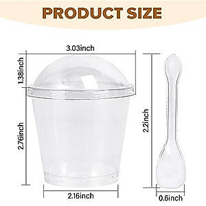 mwellewm Dessert Cups 50 Count with Dome Lids and Spoons, Mini Parfait Cups Appetizer Cups Serving Bowl for Party Desserts Pudding, Ice Cream, Yogurt, Fruit