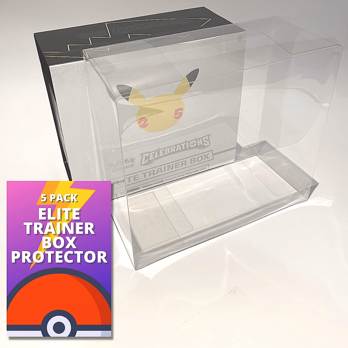Pokemon Case (Elite Trainer) Clear Plastic Display Box for ETB Elite Trainer Box, Convenient, Stackable Storage Solution for Collectors Gifts Pokemon Cards Protector…
