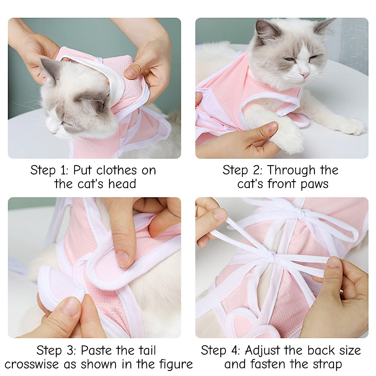 URROMA 1 PC Cat Soft Recovery Suit, Cat Sterilization Bandage Suit Cat Surgery E-Collar Alternative Recovery Protective Shirt Surgery Pets Clothing Pajamas, M