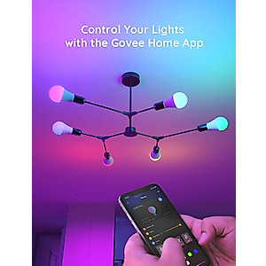 Govee LED Light Bulb Dimmable, Music Sync Color Changing Light Bulbs, A19 7W 60W Equivalent, No Hub Required Multicolor Bluetooth Light Bulbs with App Control for Party Home (Don't Support WiFi/Alexa)