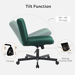 EYYTHUNG Crossleg Chair with Wheels Wide Seat Home Desk Criss Computer Chair Velvet Swivel Side Vanity Chair Green for Girl