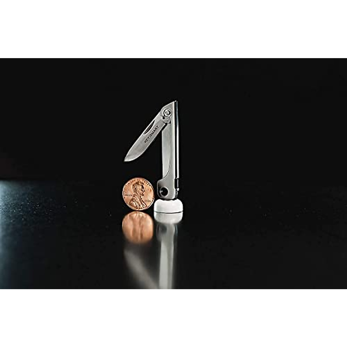 KeySmart Mini Knife - Keychain Pocket Knife, Compact Folding Boc Cutter with Stainless Steel, Add-On Accessory (Silver)