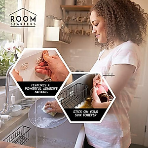 Sponge Holder for Kitchen Sink | Kitchen Sink Sponge Holder - Kitchen Sink Caddy - Dish Sponge Holder by ROOM STARTERS (Black)