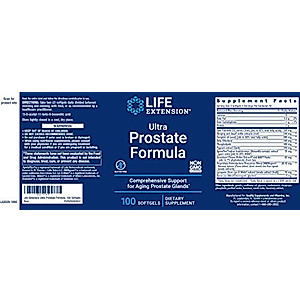 Life Extension Ultra Prostate Formula, 100 Softgels, Natural Supplement for Men