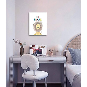 YHAOU Baby Nursery Wall Art Cute Cartoon Animal Pictures Canvas Prints Inspirational Quote for Kids Room Bedroom Decor Adorable Pictures Ready to Hang, 12 x 16 Inch