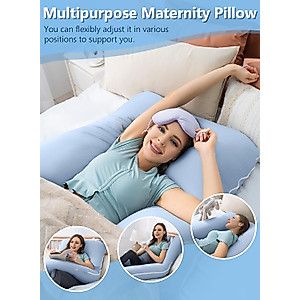 Meiz Pregnancy Pillow, U Shaped Body Maternity Pillow with Velvet Cover, Adjustable Belt and Detachable Extension, for Full Body Support for Pregnant Women (Grey)