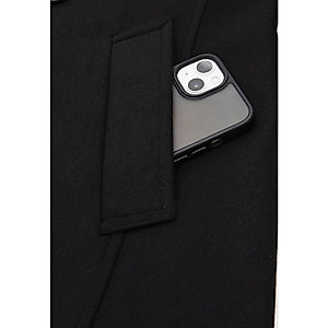 Lisskolo Men's Woolen Coat Slim Fit Winter Warm Pea Coat Wool Outwear Jacket Black XS