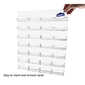 Marketing Holders Hanging Business Card Holder with Hardware for 3.5" x 2" Contact or Appointment Cards Clear Acrylic 28 Pocket Rack for Schools and Corporate Meeting Rooms