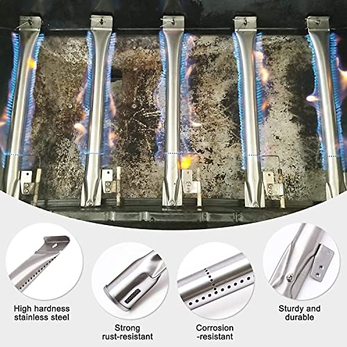 Yiming Grill Replacement Parts for Home Depot Nexgrill 4 Burner 720-0830H, 720-0783E, BHG 720-0783H, 720-0783W Grill Parts. Stainless Steel Heat Plates, Burners and Igniters for Ken/More 122.33492410