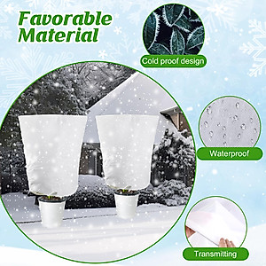 Alpurple 4 Packs Winter Drawstring Plant Covers-23.6 x 31.5 Inch Warm Plant Protection Cover Bags, Frost Cloth Blanket Protecting Fruit Tree Potted Plants from Freezing Animals Eating