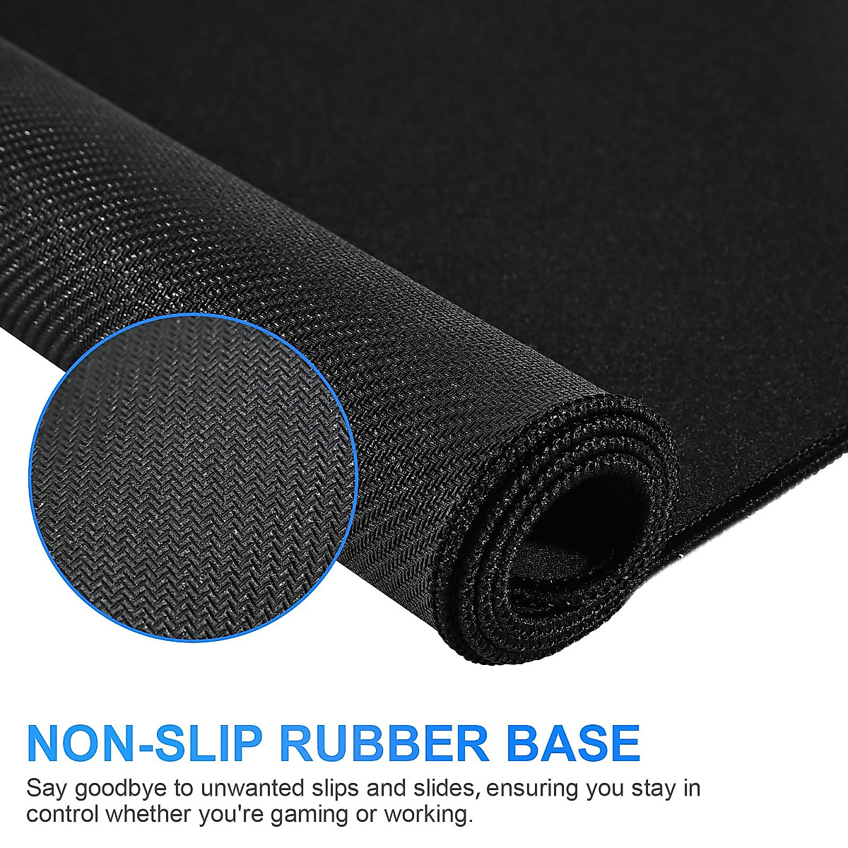 cimetech Gaming Mouse Pad XXL Comfortable Superfine Fiber Desktop Extended Large Mouse Pad Waterproof Keyboard Mat with Non-Slip Base, Smooth Surface for Computer and Desk (25.3✖12.4✖0.04inches)-Black