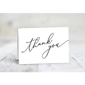 Thank You Cards with Kraft Envelopes & Stickers (Bulk 100-Pack), 5 x 3.75 Inch Minimalist Design Thank You Blank Notes for Engagement, Wedding, Baby Shower, Graduation, Bridal Shower, Business, Funeral (White)