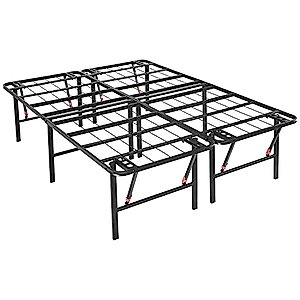 Amazon Basics Foldable Metal Platform Bed Frame with Tool Free Setup, 18 Inches High, King, Black