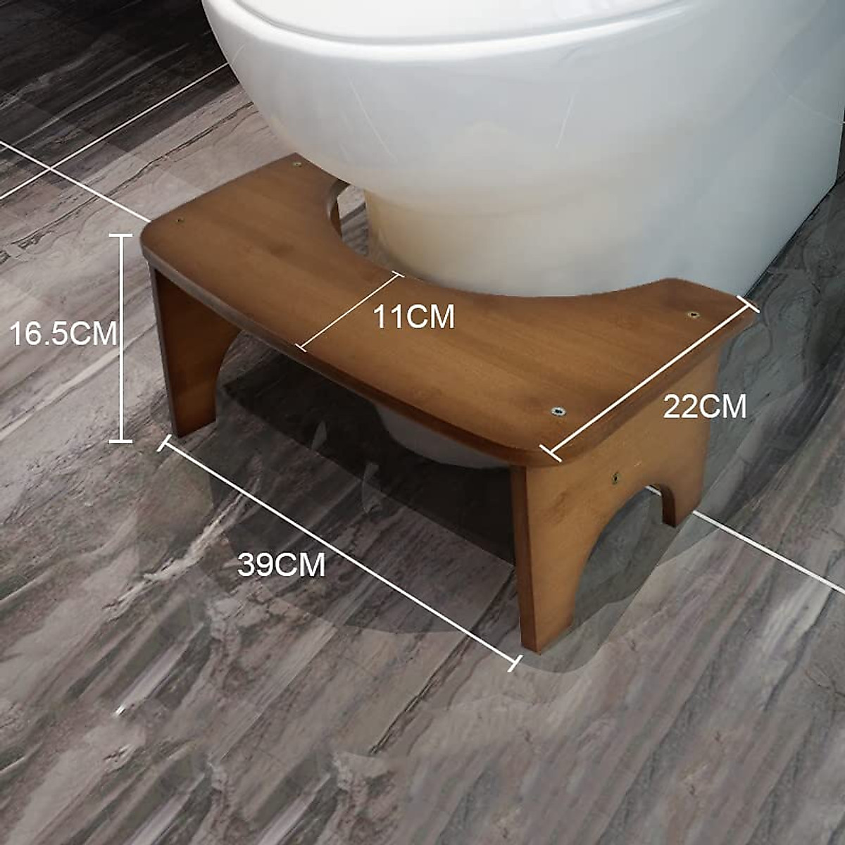 Squatting Toilet Stool for Adults, 6.5" Toilet Stool Squat Adult for Bathroom,Bamboo Potty Stool with Non-Slip Mat Toilet Step Stool - Halloween Decorations Healthy Gifts for Adults Kids Seniors.Brown
