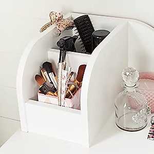 South Shore Make-up Dressing Table with 2 Doors and Storage Baskets, Pure White
