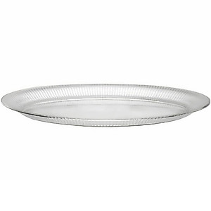 Exquisite Clear Plastic Oval Serving Tray with Ridged Design - 14" x 21" (1 Pc.) - Lightweight & Durable - Ideal for Parties, Events & Home Use