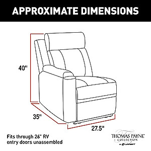 THOMAS PAYNE Heritage Series Theater Seating Collection Right Hand Recliner for 5th Wheel RVs, Travel Trailers and Motorhomes