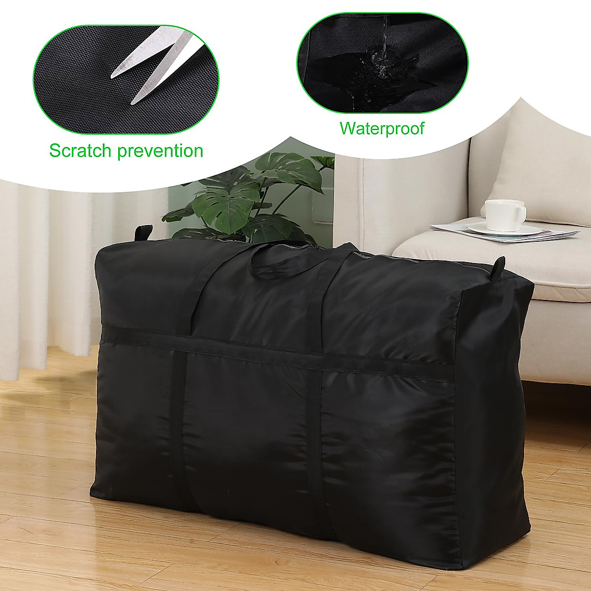 127L-34 Gallon Multipurpose Extra Large Storage Bags,Heavy Duty Moving Bags,Totes Moving Boxes Supplies for College,Christmas Tree Bag,Duffle Bags for Travel for Space Saving Moving Storage